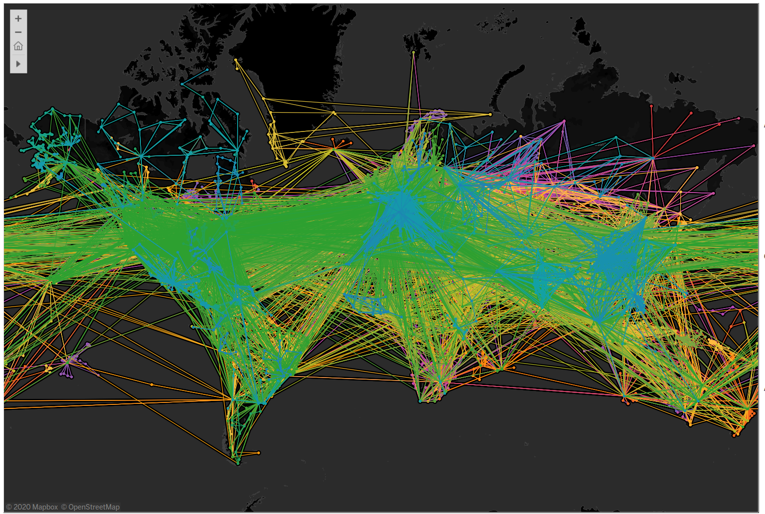 World Air Routes in Tableau
